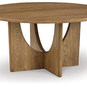 Signature Design by Ashley Dakmore Contemporary Dining Table with Geometric Base, Light Brown