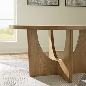 Signature Design by Ashley Dakmore Contemporary Dining Table with Geometric Base, Light Brown