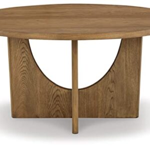 Signature Design by Ashley Dakmore Contemporary Dining Table with Geometric Base, Light Brown