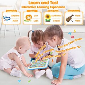 Bilingual Spanish & English Learning Toys for Toddlers 1-3, Kids Interactive Learning Tablet, Childrens Alphabet ABC / Words / Numbers / Colors Learning Pad, Education Toy for Babies 24 Month+