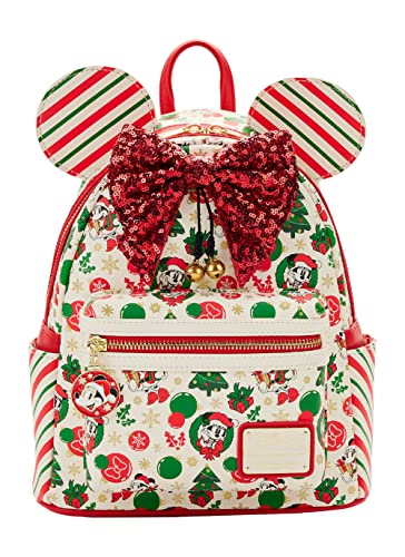 Loungefly Minnie Mouse Christmas Holiday Themed Womens Double Strap Shoulder Bag Purse