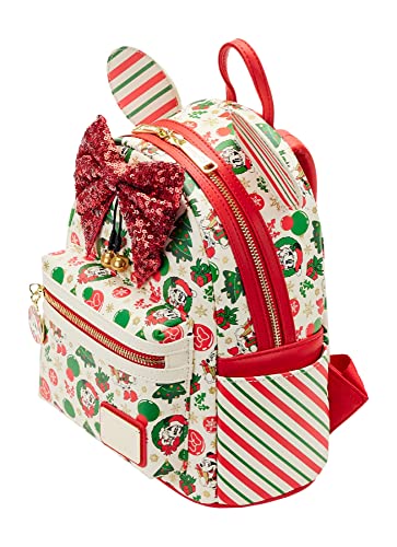 Loungefly Minnie Mouse Christmas Holiday Themed Womens Double Strap Shoulder Bag Purse