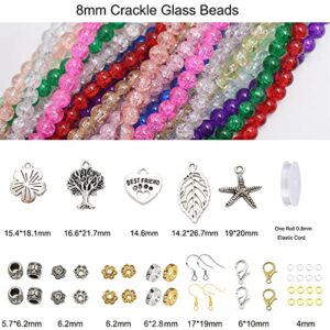 Pamir Tong 720PCS 8mm Crackle Glass Round Beads Bulk, Imitative Jade Beads, Lampwork Beads for Jewelry Making Earring, Necklaces, and DIY Crafts (8mm Crackle Mixed)