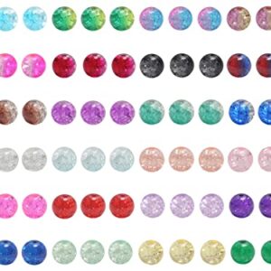 Pamir Tong 720PCS 8mm Crackle Glass Round Beads Bulk, Imitative Jade Beads, Lampwork Beads for Jewelry Making Earring, Necklaces, and DIY Crafts (8mm Crackle Mixed)