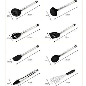 RANIT High Temperature Silicone Kitchenware 8-piece set, Stainless Steel Handle Silicone Spatula, Food Clip, Egg Whisk, Scraper Set (Gray)