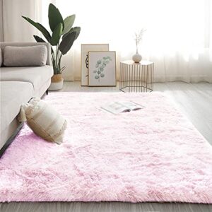 rocyjulin area rugs 5x7 for bedroom, thickened fluffy 5x7 area rugs for living room, ultra soft non-slip large shag fuzzy rug for nursery, kids, girls, boys, pink