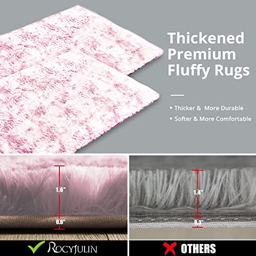 ROCYJULIN Area Rugs 5x7 for Bedroom, Thickened Fluffy 5x7 Area Rugs for Living Room, Ultra Soft Non-Slip Large Shag Fuzzy Rug for Nursery, Kids, Girls, Boys, Pink