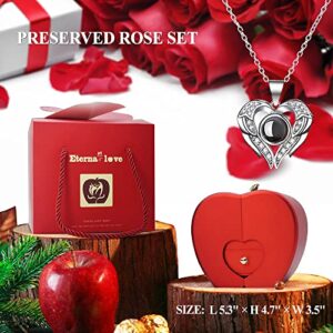 Preserved Real Rose with I Love You Necklace 100 Languages, Gifts Idea for Her Mom, Women, Girlfriend or Wife on Valentine's Day, Mother's Day, Birthday, Anniversary, Thanksgiving, or Christmas.