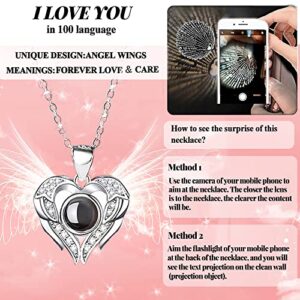 Preserved Real Rose with I Love You Necklace 100 Languages, Gifts Idea for Her Mom, Women, Girlfriend or Wife on Valentine's Day, Mother's Day, Birthday, Anniversary, Thanksgiving, or Christmas.