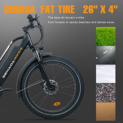 SENADA Electric Bike for Adults, 26" x 4.0 Fat Tire Electric Bikes, 1000W 48V 21Ah Ebike, 30MPH Snow Beach Electric Bicycle with Removable Battery, 7 Speed