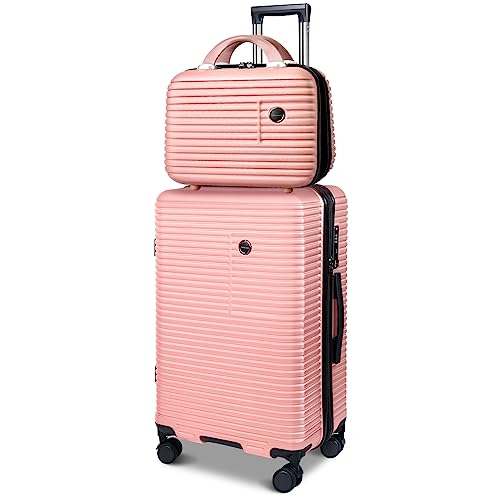 2 Piece Carry On Luggage Sets, PC+ABS Hardside Suitcases with Spinner Wheels and TSA Lock for Travel.(14/20)