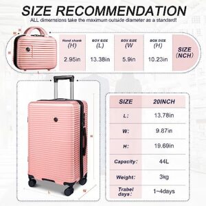 2 Piece Carry On Luggage Sets, PC+ABS Hardside Suitcases with Spinner Wheels and TSA Lock for Travel.(14/20)