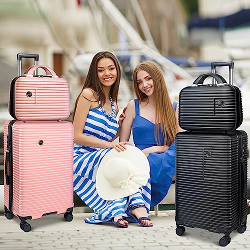 2 Piece Carry On Luggage Sets, PC+ABS Hardside Suitcases with Spinner Wheels and TSA Lock for Travel.(14/20)