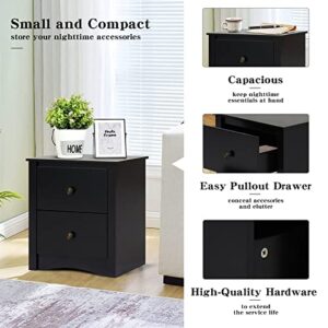 Elesuli Nightstand Sofa Side End Table with 2 Drawers Accent Table for Living Room Bedroom, Black