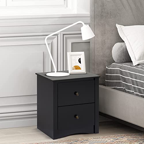 Elesuli Nightstand Sofa Side End Table with 2 Drawers Accent Table for Living Room Bedroom, Black