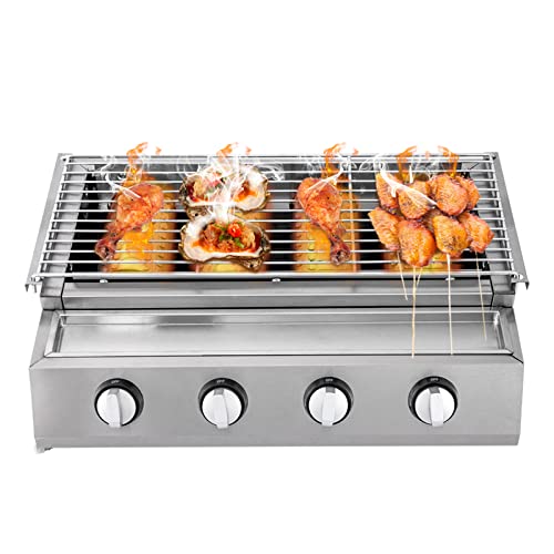 Professional Gas Grill, Stainless Steel Portable Grill, Tabletop Gas Grill, BBQ Propane Gas Grill, for Outdoor Camping