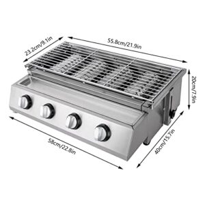 Professional Gas Grill, Stainless Steel Portable Grill, Tabletop Gas Grill, BBQ Propane Gas Grill, for Outdoor Camping