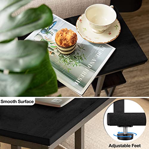 Yoobure C Shaped End Table Set of 2, Side Table for Couch and Bed, Small Side Table for Small Spaces, Living Room, Bedroom, Rustic Snack Table