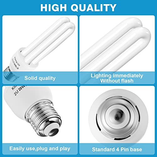 2 Pieces Bug Zapper Light Bulb 2U Type E27 20W Replacement Bulbs Compatible with Homesuit, Keuomy, Yluces, Yissvic, Powify and Other Models Bug Zapper