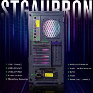 STGAubron Gaming Desktop PC,Intel Core i7 up to 3.9G,GeForce RTX 3060 12G GDDR6,32G,1TB SSD,WiFi,BT 5.0,RGB Fanx6,RGB Keybaord,RGB Mouse,Mouse Pad,RGB Bluetooth Sound Bar,RGB BT Gaming Mic,W10H64