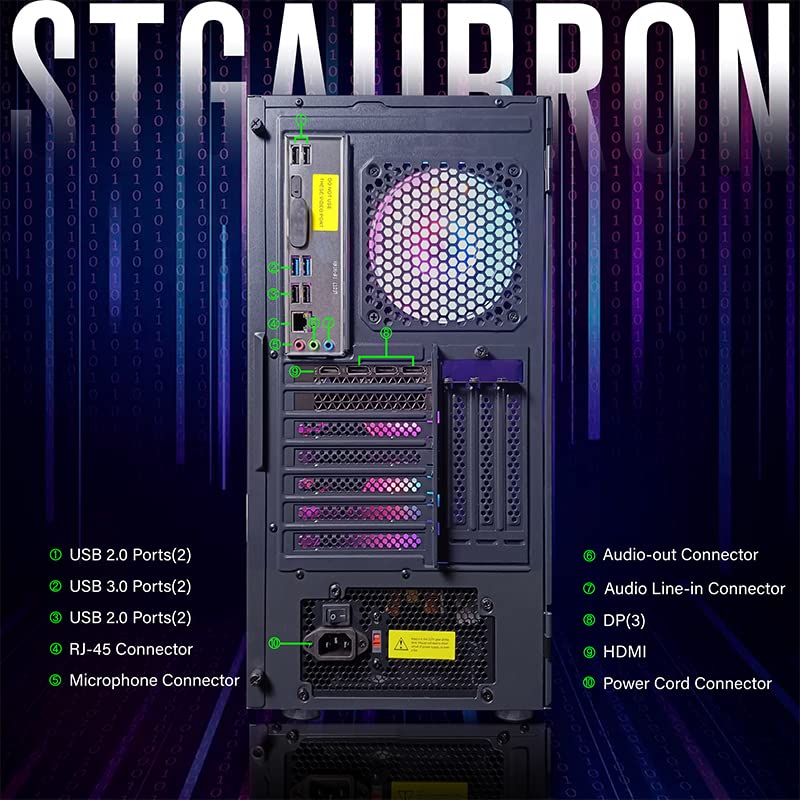 STGAubron Gaming Desktop PC,Intel Core i7 up to 3.9G,GeForce RTX 3060 12G GDDR6,32G,1TB SSD,WiFi,BT 5.0,RGB Fanx6,RGB Keybaord,RGB Mouse,Mouse Pad,RGB Bluetooth Sound Bar,RGB BT Gaming Mic,W10H64