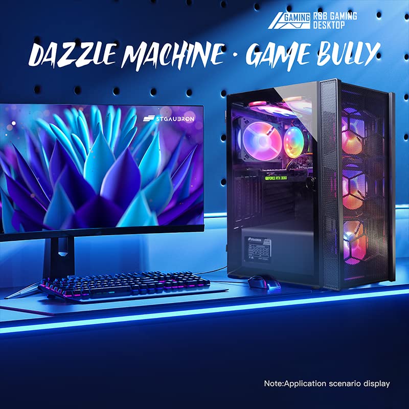 STGAubron Gaming Desktop PC,Intel Core i7 up to 3.9G,GeForce RTX 3060 12G GDDR6,32G,1TB SSD,WiFi,BT 5.0,RGB Fanx6,RGB Keybaord,RGB Mouse,Mouse Pad,RGB Bluetooth Sound Bar,RGB BT Gaming Mic,W10H64