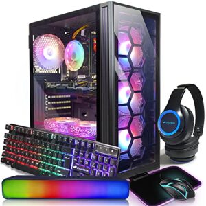 stgaubron gaming desktop pc,intel core i7 3.4g up to 3.9g,geforce gtx1660ti 6g gddr6,32g,1t ssd,wifi,bt 5.0,rgb fanx6,rgb keybaord&mouse&mouse pad,rgb bt sound bar,rgb bt gaming mic,w10h64