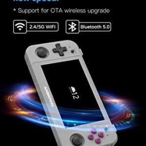 RG505 Retro Game Handheld Game Console 4.95’’ OLED Touch Screen with Android 12 System Unisoc Tiger T618 and Compatible with Google Play Store Built-in 128G TF Card