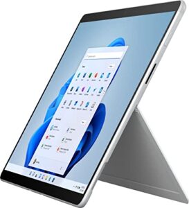 microsoft surface pro x, 13" pixelsense touchscreen display, sq1, 8gb memory, 256gb solid state drive, qualcomm adreno 685 gpu, windows 10 pro, e8a-00001, platinum (renewed)