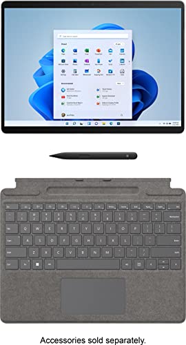 Microsoft Surface Pro X, 13" PixelSense Touchscreen Display, SQ1, 8GB Memory, 256GB Solid State Drive, Qualcomm Adreno 685 GPU, Windows 10 Pro, E8A-00001, Platinum (Renewed)