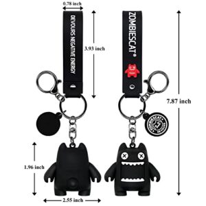 YOU WIZV Anime Keychains, Cute Keychain Demon Cat Keychains for Backpacks, Black Keychain Kawaii Gift for Women, Men, Sisters, Girls Boys