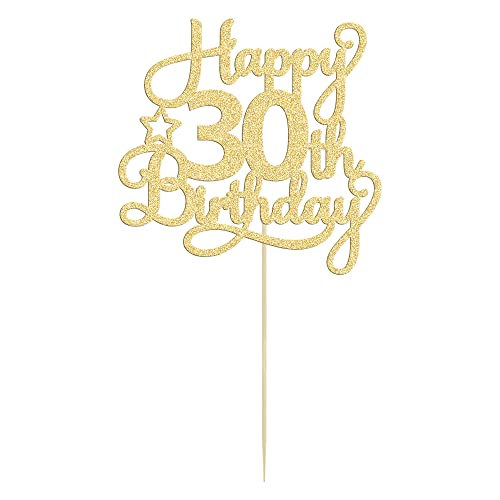 1 Pack Happy 30th Birthday Cake Topper Gold Glitter 30 & Fabulous Cheers to 30 Years Old 30th Birthday Cake Pick for Celebrating 30th Birthday Anniversary Party Cake Decorations Supplies