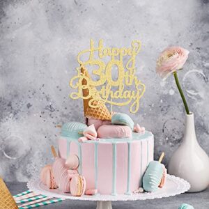 1 Pack Happy 30th Birthday Cake Topper Gold Glitter 30 & Fabulous Cheers to 30 Years Old 30th Birthday Cake Pick for Celebrating 30th Birthday Anniversary Party Cake Decorations Supplies