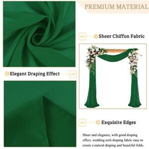 MODFUNS Arch Draping for Wedding Emerald Green Wedding Decorations 18FT 2 Panels Chiffon Drapes Archway for Wedding Elegant Tulle Back Drops for Reception Sheer Arch Curtains for Tent Ceiling Decor