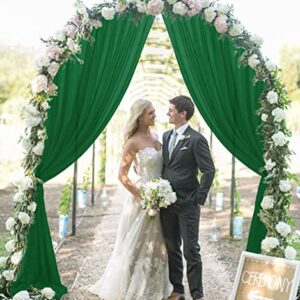 MODFUNS Arch Draping for Wedding Emerald Green Wedding Decorations 18FT 2 Panels Chiffon Drapes Archway for Wedding Elegant Tulle Back Drops for Reception Sheer Arch Curtains for Tent Ceiling Decor