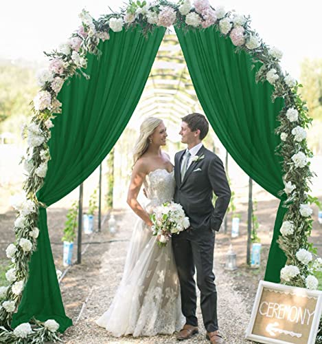 MODFUNS Arch Draping for Wedding Emerald Green Wedding Decorations 18FT 2 Panels Chiffon Drapes Archway for Wedding Elegant Tulle Back Drops for Reception Sheer Arch Curtains for Tent Ceiling Decor