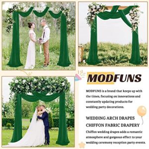 MODFUNS Arch Draping for Wedding Emerald Green Wedding Decorations 18FT 2 Panels Chiffon Drapes Archway for Wedding Elegant Tulle Back Drops for Reception Sheer Arch Curtains for Tent Ceiling Decor