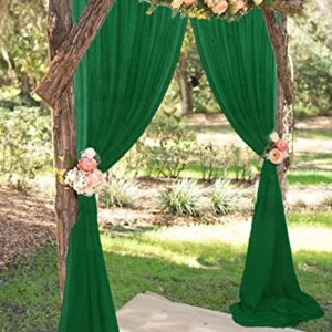 MODFUNS Arch Draping for Wedding Emerald Green Wedding Decorations 18FT 2 Panels Chiffon Drapes Archway for Wedding Elegant Tulle Back Drops for Reception Sheer Arch Curtains for Tent Ceiling Decor