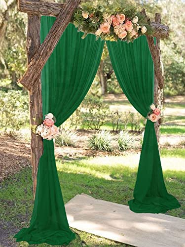 MODFUNS Arch Draping for Wedding Emerald Green Wedding Decorations 18FT 2 Panels Chiffon Drapes Archway for Wedding Elegant Tulle Back Drops for Reception Sheer Arch Curtains for Tent Ceiling Decor