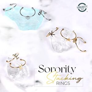 Sorority Shop Sigma Gamma Rho Stacking Ring Set - Adjustable Rings with 18k Gold Plating