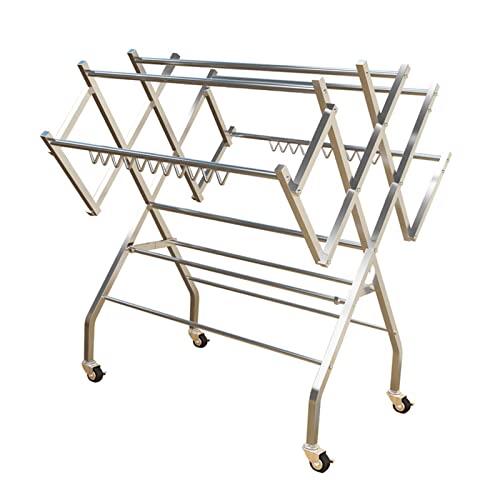 Colcolo Foldable Clothes Drying Rack, Indoor and Outdoor Clothes Hanger Drying Poles Movable Floor Drying Rack for Quilts Quilt Cover Shoes Towel, Style A