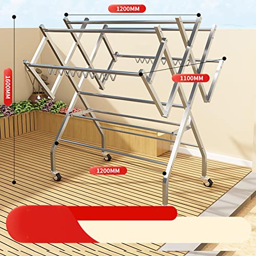 Colcolo Foldable Clothes Drying Rack, Indoor and Outdoor Clothes Hanger Drying Poles Movable Floor Drying Rack for Quilts Quilt Cover Shoes Towel, Style A