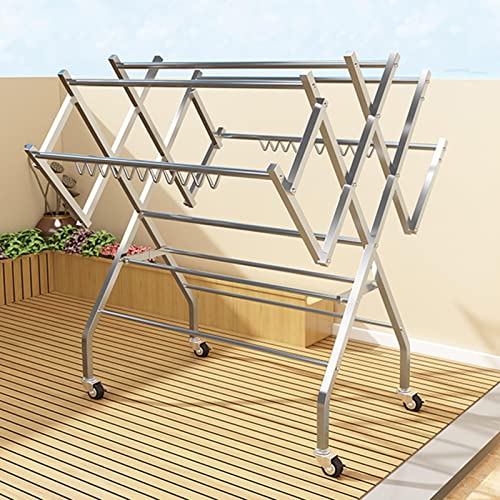 Colcolo Foldable Clothes Drying Rack, Indoor and Outdoor Clothes Hanger Drying Poles Movable Floor Drying Rack for Quilts Quilt Cover Shoes Towel, Style A