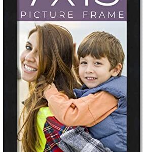 7x13 Frame Black Real Wood Picture Frame Width 0.75 Inches | Interior Frame Depth 0.5 Inches | Noir Classique Mid Century Photo Frame Complete with UV Acrylic, Foam Board Backing & Hanging Hardware