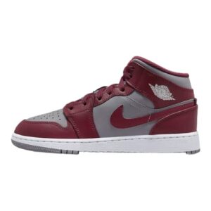 jordan nike kids air 1 retro high og gs basketball shoe, cherrywood red/cement grey/whi, 5 big kid