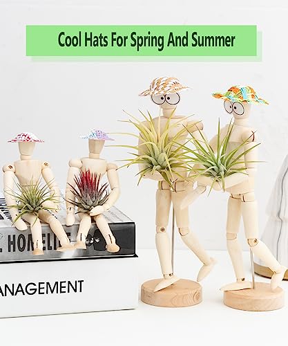 Melphoe 4 Pack Air Plant Holder Wooden Jointed Mannequin Tabletop Flexible Shape Adjustable Pose & DIY Accessories Decor Planter Tillandsia Air Fern Display Stand for Home, Office