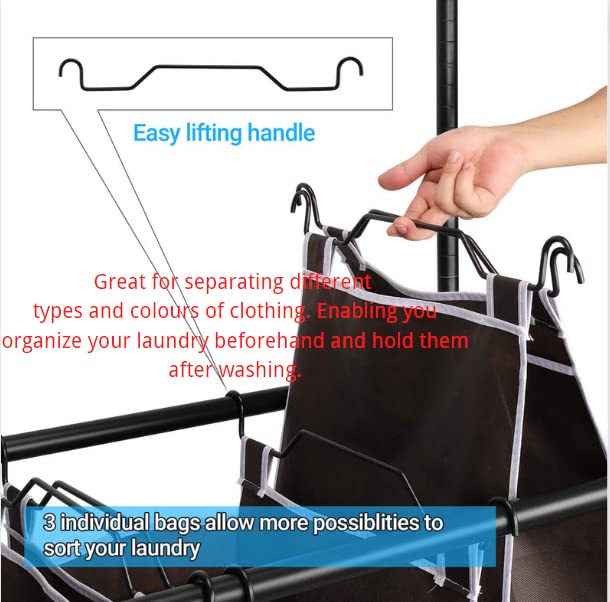 Clothing Rack, Heavy-Duty Sorting Hamper Clothes Rack Laundry Sorter Height Adjustable Hanging Rolling Clothing Rack for Room Hanging Clothes Use Bathroom Bedroom