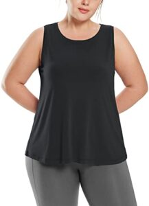 baleaf women's plus size workout tank tops loose fit sleeveless athetic running exercise shirts black xl