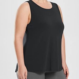 BALEAF Women's Plus Size Workout Tank Tops Loose Fit Sleeveless Athetic Running Exercise Shirts Black XL