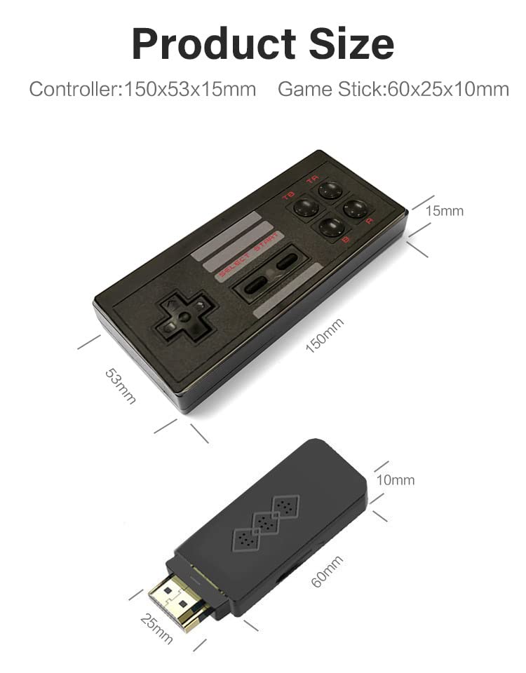 Babibubary Retro Game Stick with 1550+ Classic Video Games for TV with HDMI Output NES Wireless Extreme Mini Game Box Old Arcade Plug and Play Video Game Console Great Gift for Adults & Kids